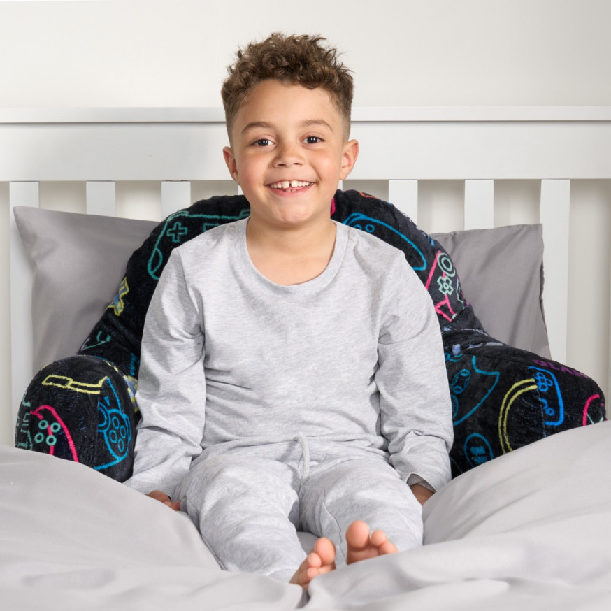 OHS Kids Gaming Fleece Cuddle Cushion - Black