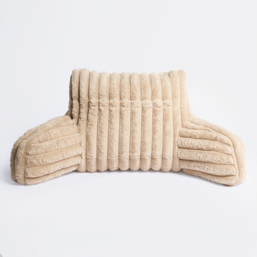 OHS Ribbed Faux Fur Cuddle Cushion with Heatable Pocket - Natural
