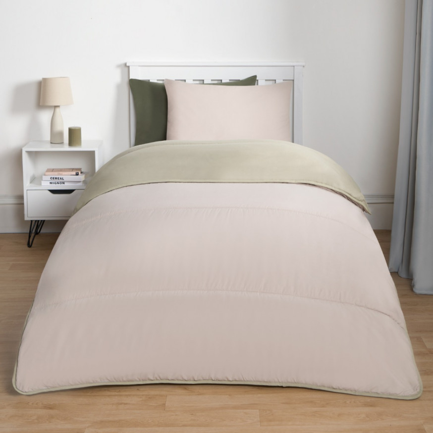 OHS Coverless 10.5 Tog Reversible Duvet & Pillowcase - Sage/Natural