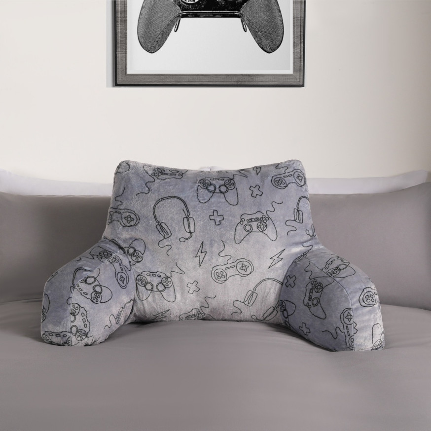 OHS Gaming Print Cuddle Cushion - Grey