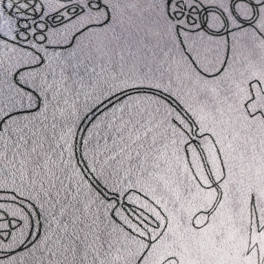 OHS Gaming Print Cuddle Cushion - Grey