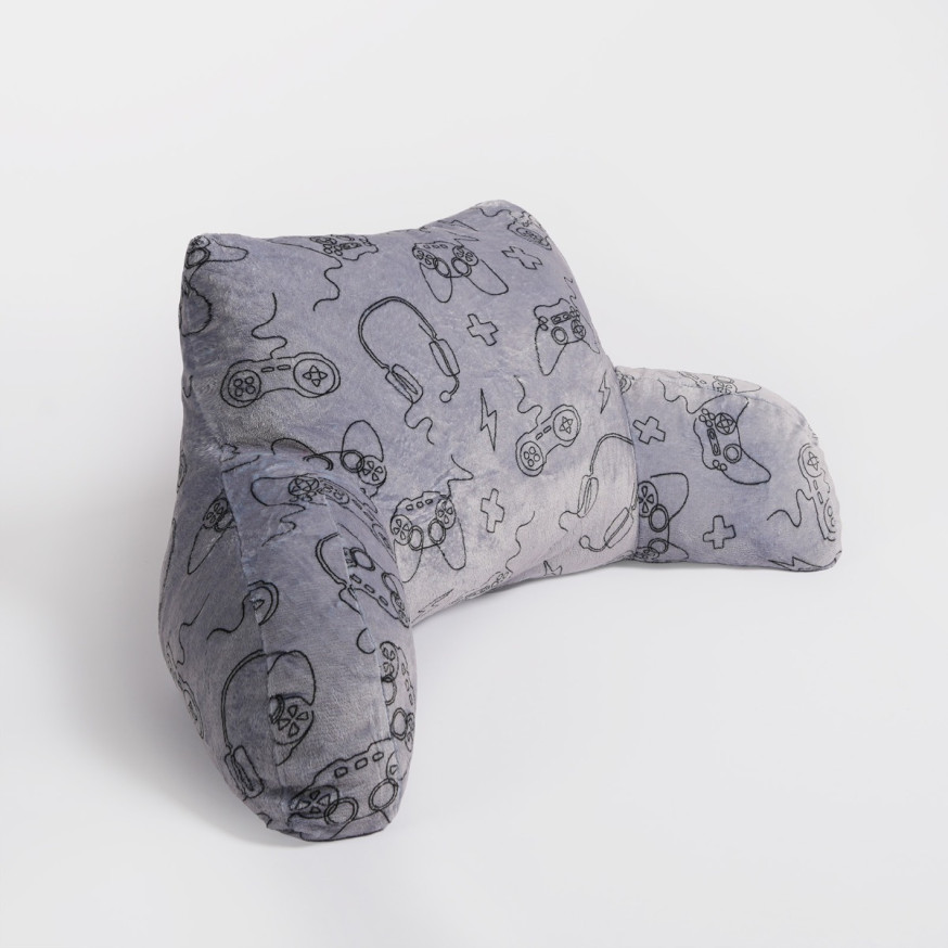 OHS Gaming Print Cuddle Cushion - Grey
