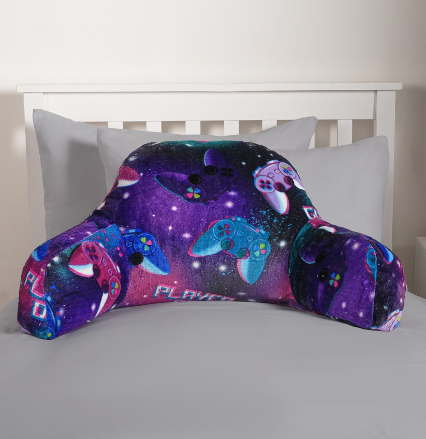 OHS Kids Neon Gaming Fleece Cuddle Cushion - Purple