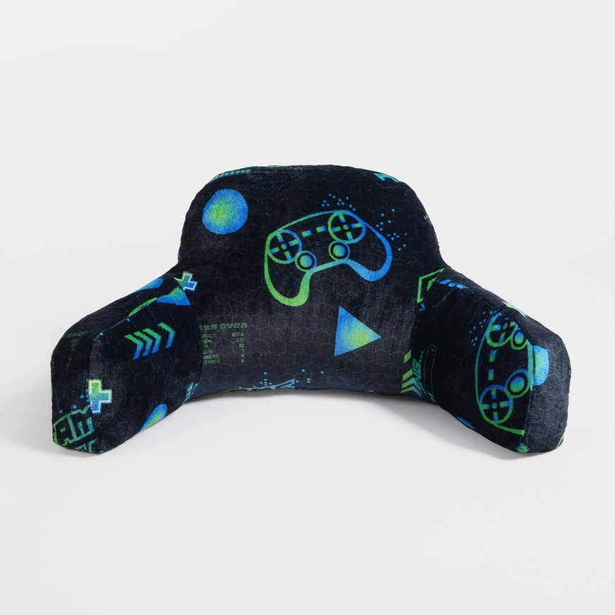 OHS Kids Neon Gaming Fleece Cuddle Cushion - Black