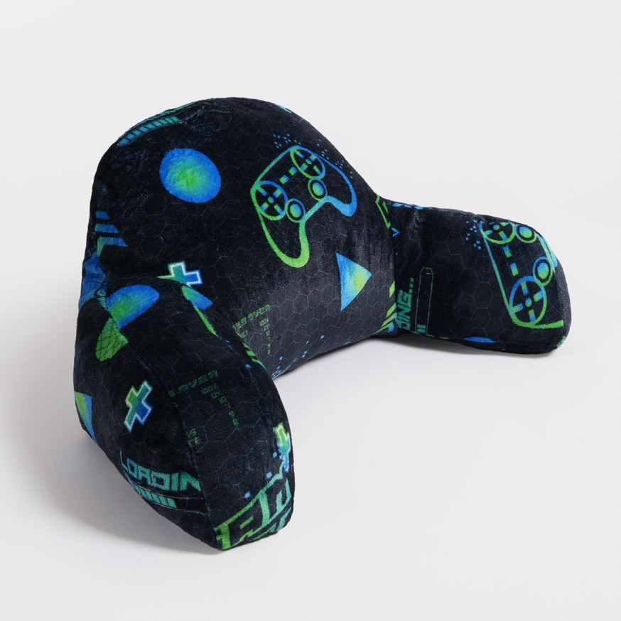 OHS Kids Neon Gaming Fleece Cuddle Cushion - Black