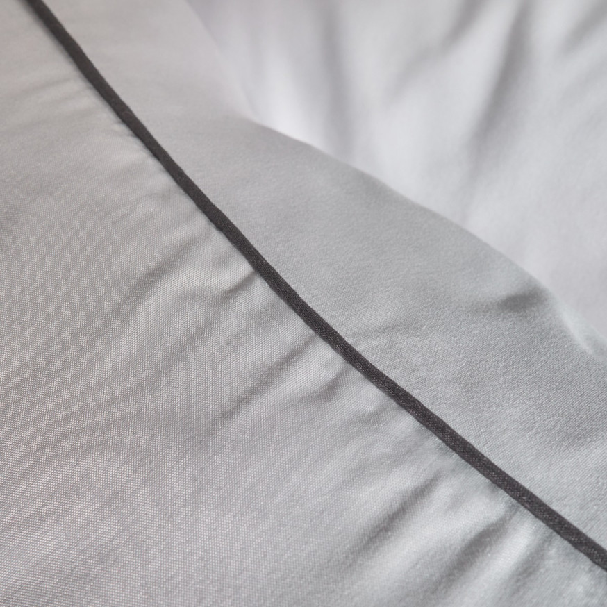 OHS Piped Edge Duvet Cover Set - Silver/Grey