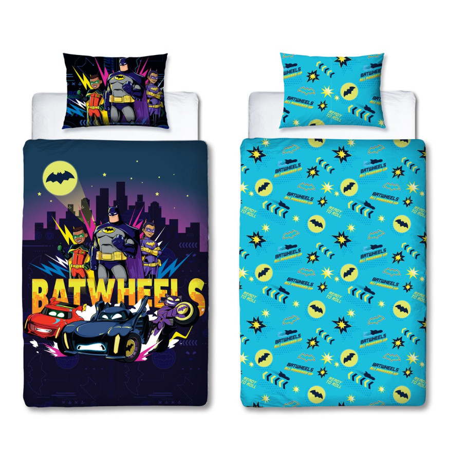 DC Batman Batwheels Character Reversible Duvet Cover Set, Multi - Single