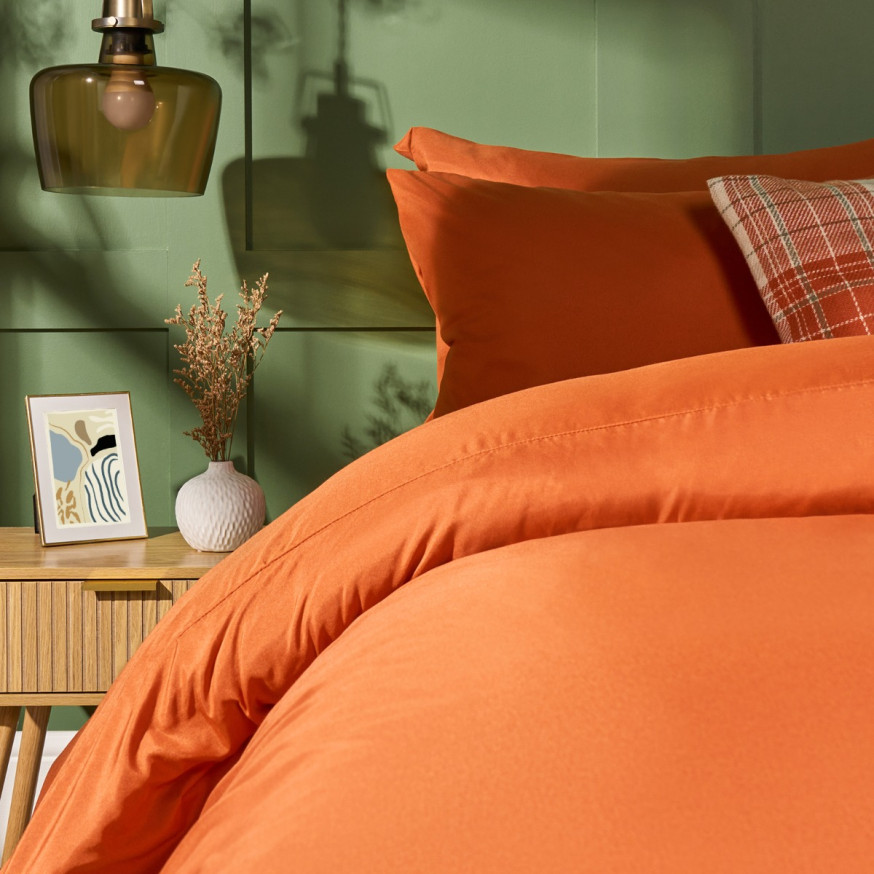 OHS Plain Duvet Cover Set - Rust