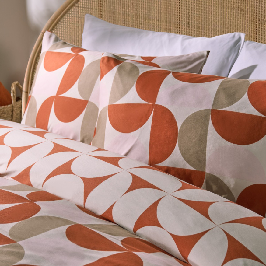 OHS Moroccan Abstract Duvet Cover Set - Rust/ Natural