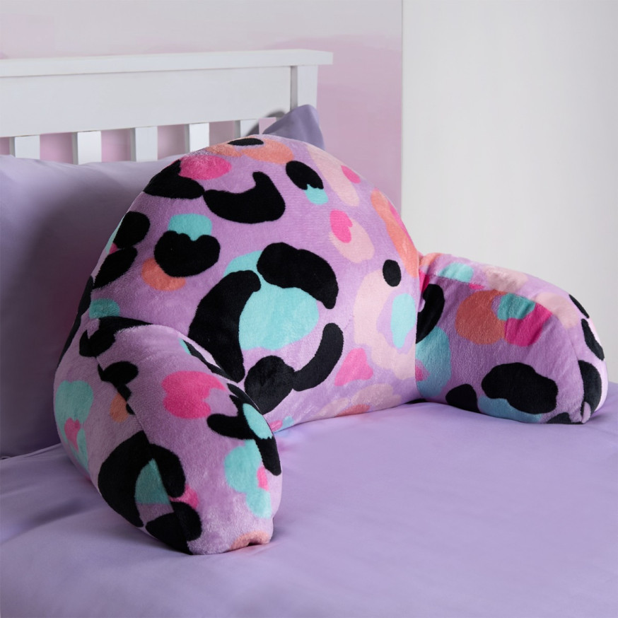OHS Kids Leopard Fleece Cuddle Cushion - Lilac