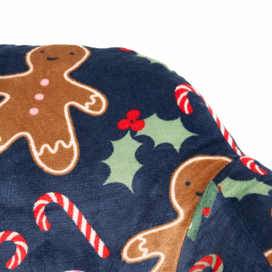 OHS Kids Gingerbread Man Fleece Cuddle Cushion - Navy