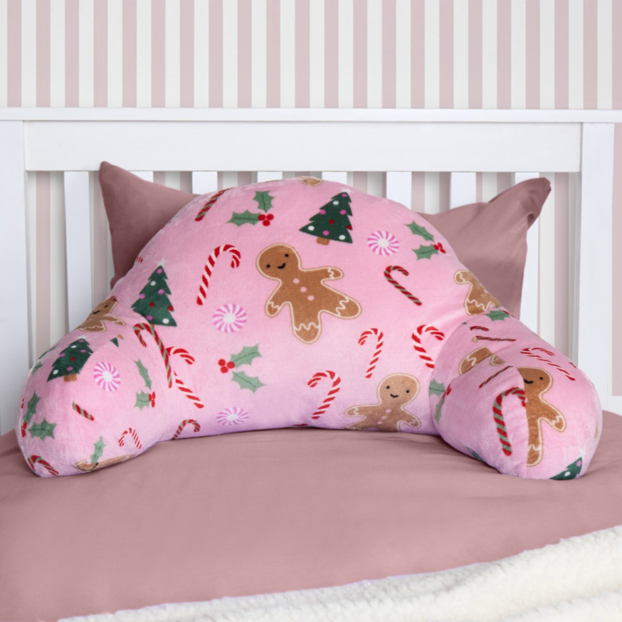 OHS Kids Gingerbread Man Fleece Cuddle Cushion - Pink