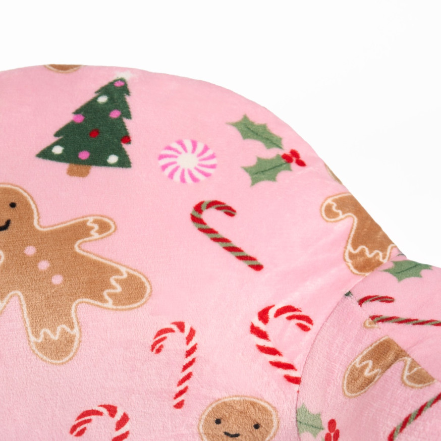OHS Kids Gingerbread Man Fleece Cuddle Cushion - Pink