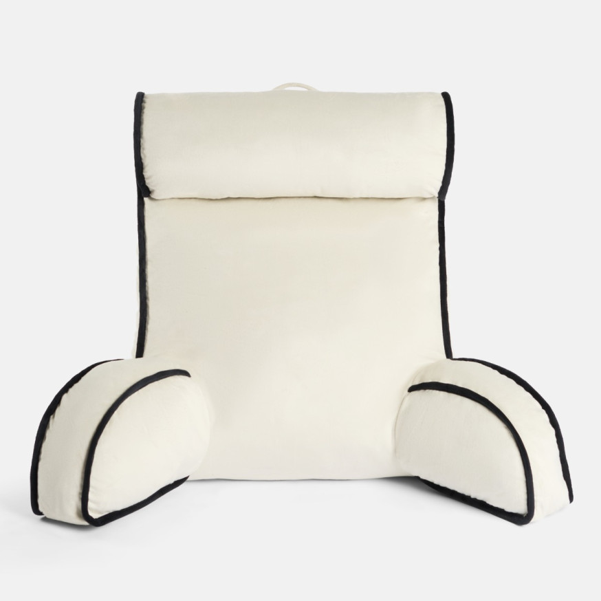 OHS Piped Edge Cuddle Cushion With Head Rest - Cream