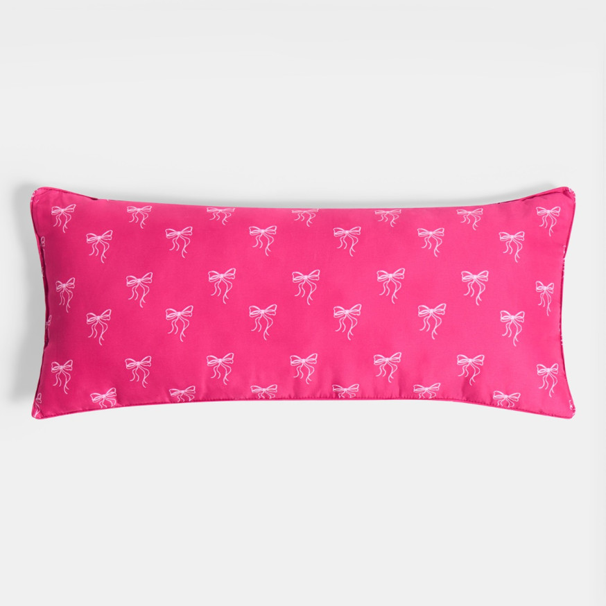 OHS Kids Bow Print Bolster Pillow - Hot Pink