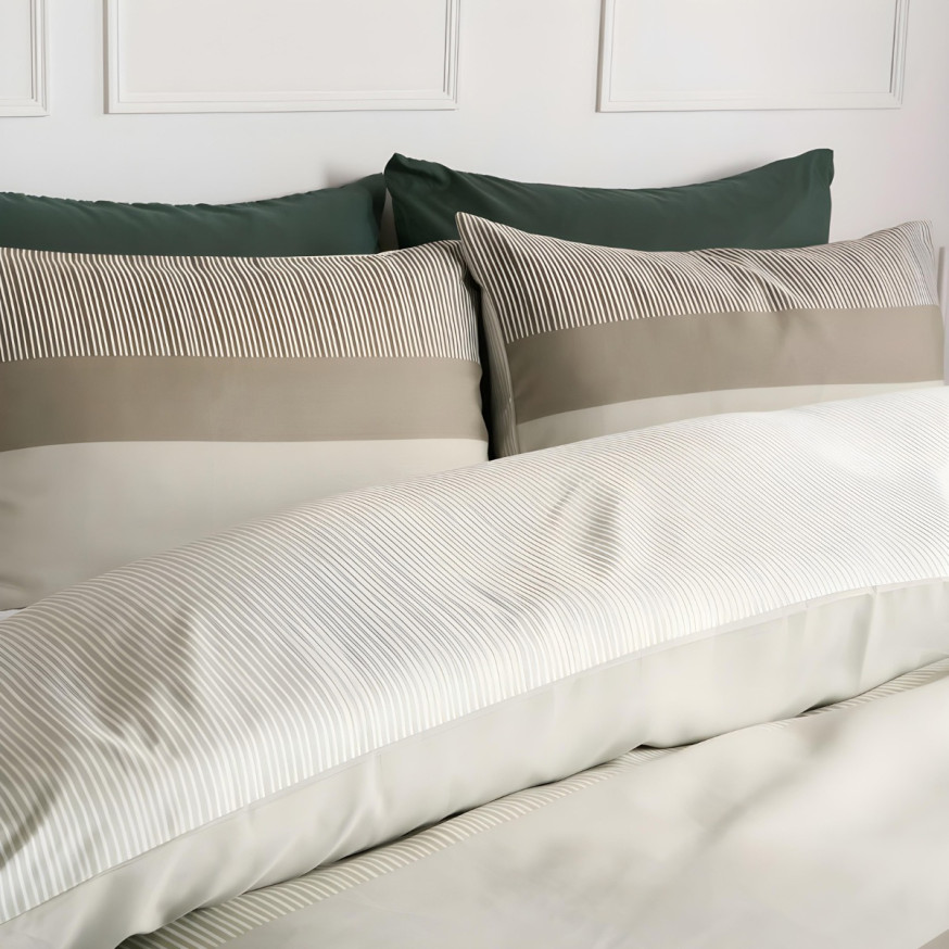OHS Multi Stripe Duvet Set, Sage - Double