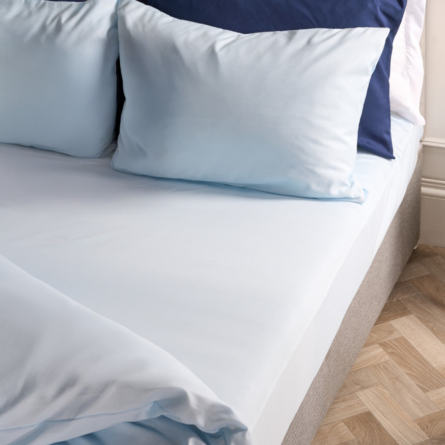 OHS Plain Dyed Fitted Sheet - Light Blue