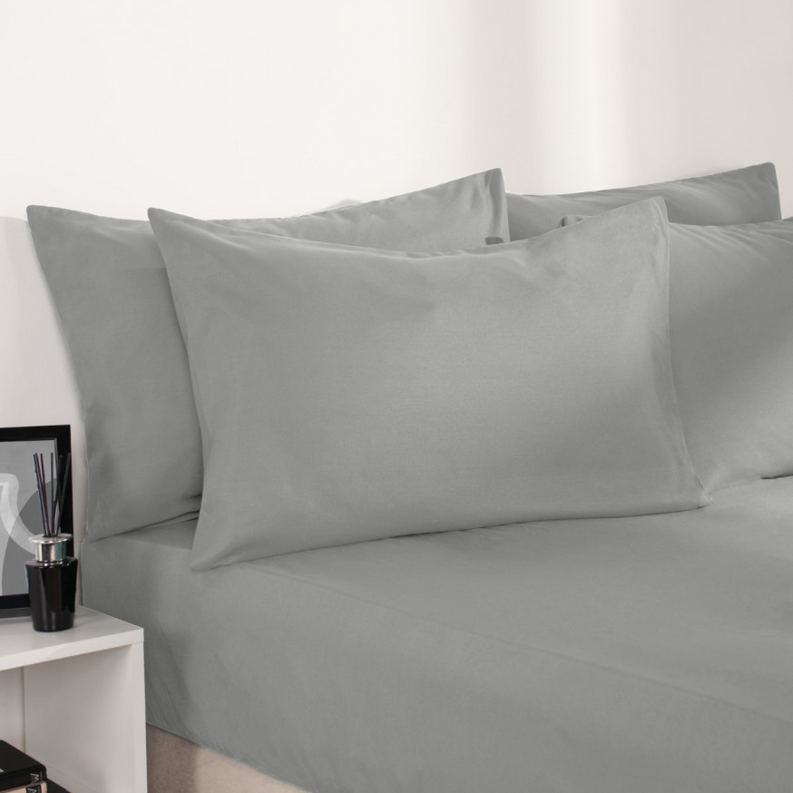 OHS Plain Duvet Cover Set, Grey - Single