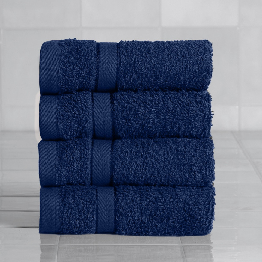OHS 100% Cotton 4 Pack Face Cloths - Navy