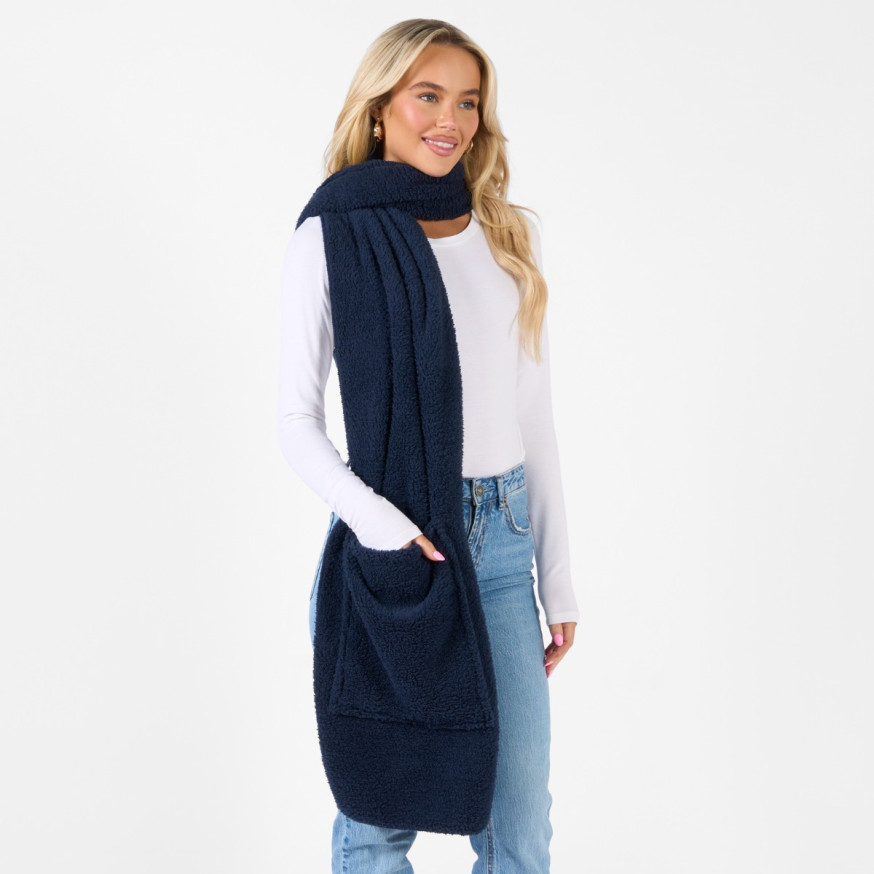 OHS Teddy Fleece Pocket Scarf - Navy