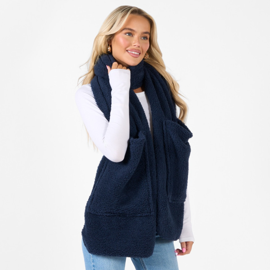 OHS Teddy Fleece Pocket Scarf - Navy