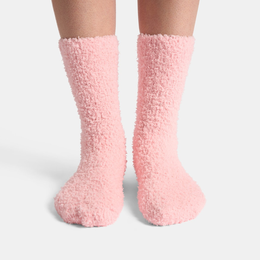 OHS 3 Pack Fluffy Fleece Socks - Grey Blush Cream