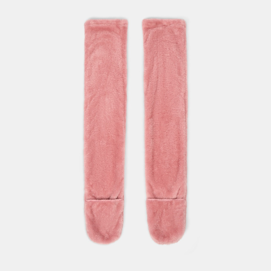 OHS Over The Knee Teddy Slipper Socks - Blush