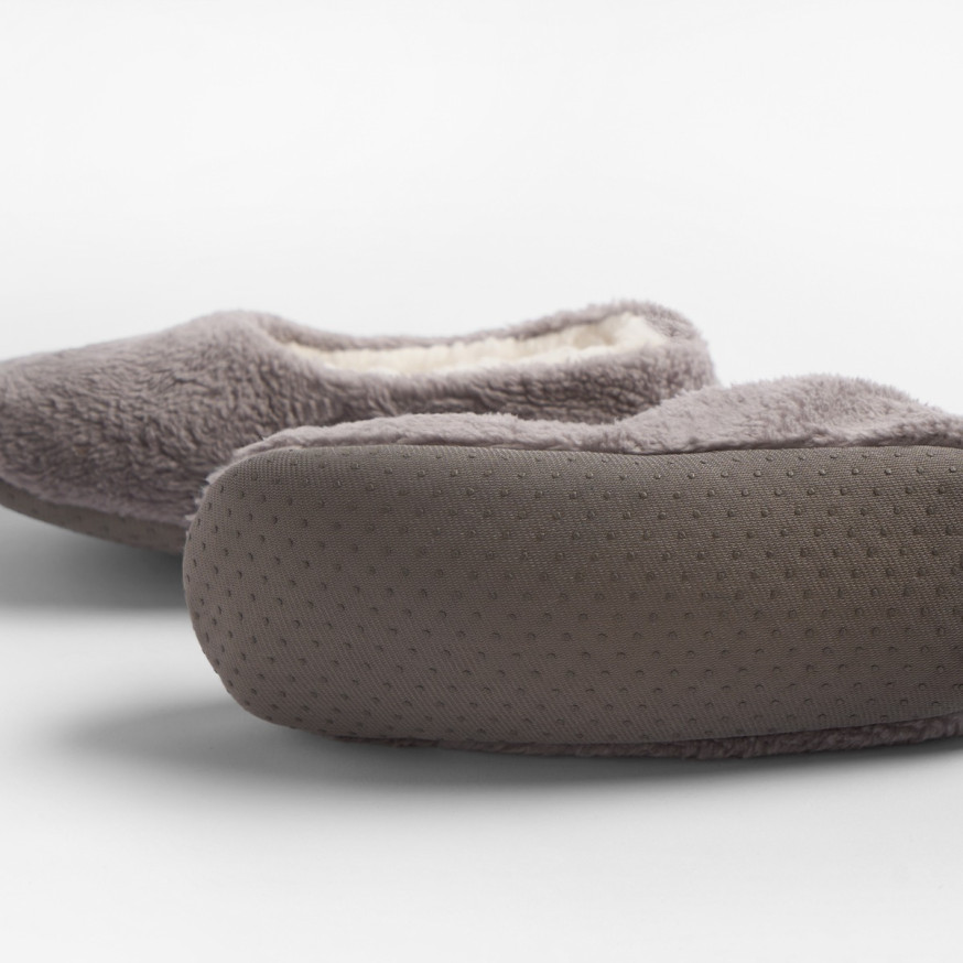 OHS Teddy Sherpa Reverse Slipper Footlets - Grey