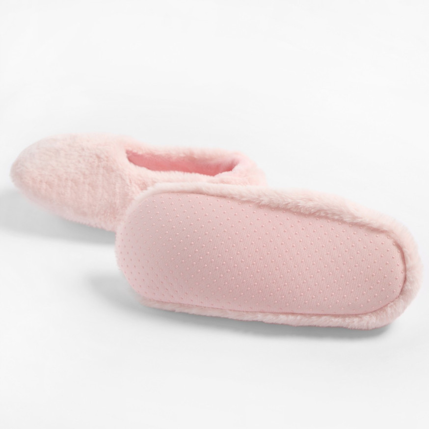 OHS Faux Fur Memory Foam Slipper Socks - Blush