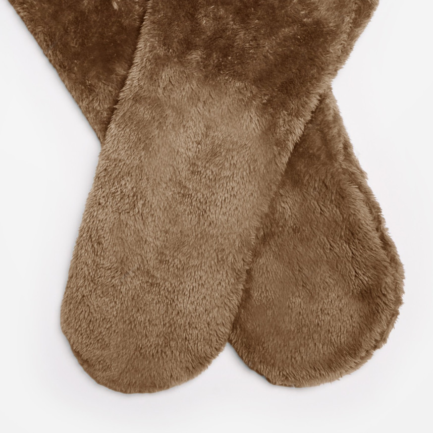 OHS Over The Knee Teddy Slipper Socks - Mink Brown