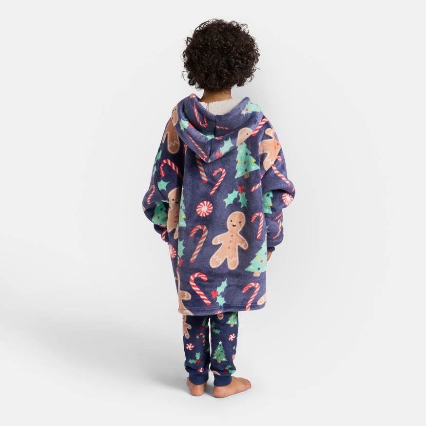OHS Kids Gingerbread Man Hoodie Blanket - Navy