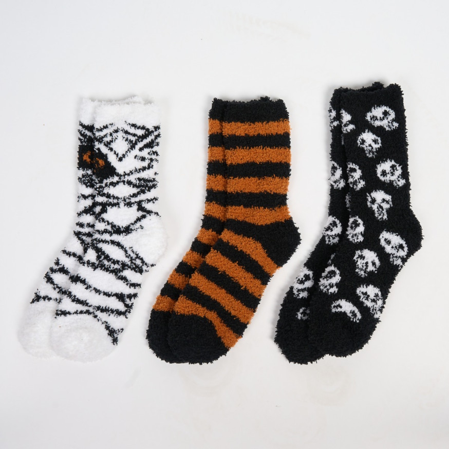 OHS Halloween Novelty Socks, Monochrome/Rust - 3 Pack