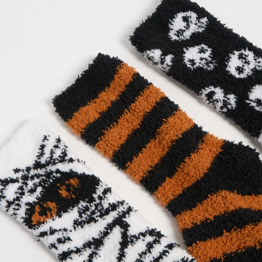 OHS Halloween Novelty Socks, Monochrome/Rust - 3 Pack