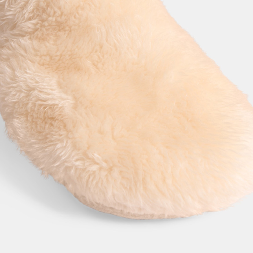 OHS Teddy Sherpa Reverse Slipper Socks - Cream