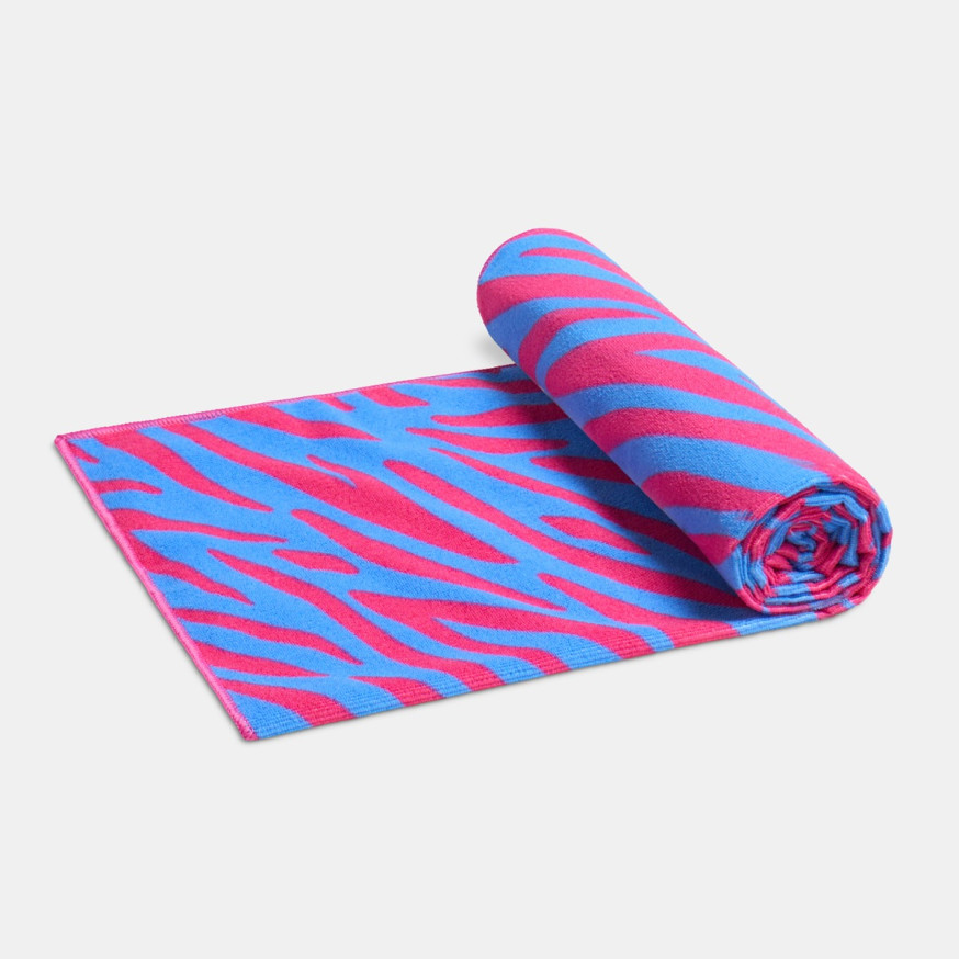 OHS Neon Zebra Beach Towel - Pink/Blue