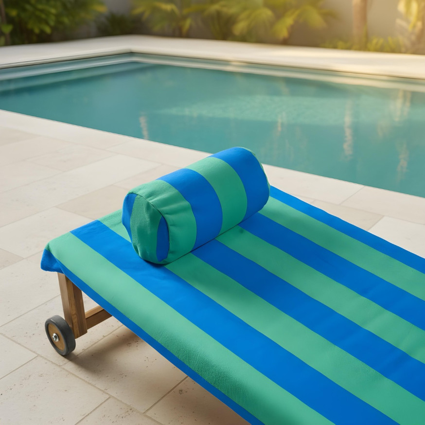 OHS Stripe Inflatable Beach Bolster Pillow - Blue/Green