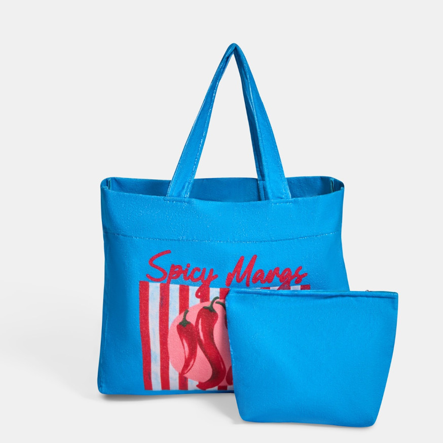 OHS Spicy Margs Slogan Beach Bag & Pouch - Blue
