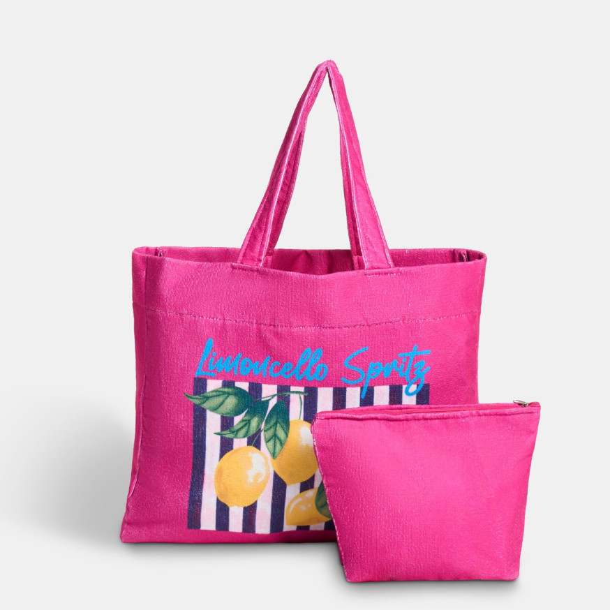 OHS Limoncello Spritz Slogan Beach Bag & Pouch - Pink