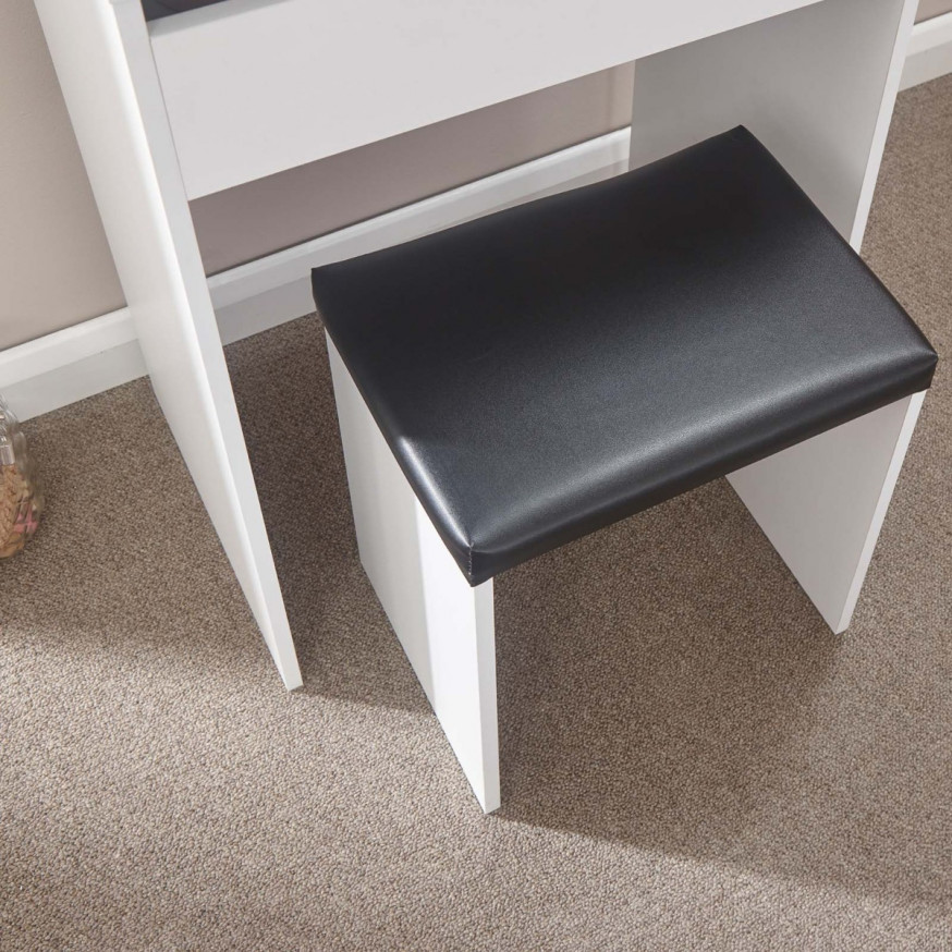 Compact Dressing Table with Stool - White
