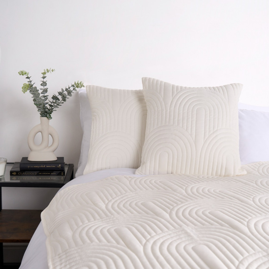 OHS Arches Embossed Quilted Cushion Covers - Cream