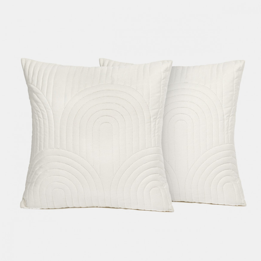OHS Arches Embossed Quilted Cushion Covers - Cream