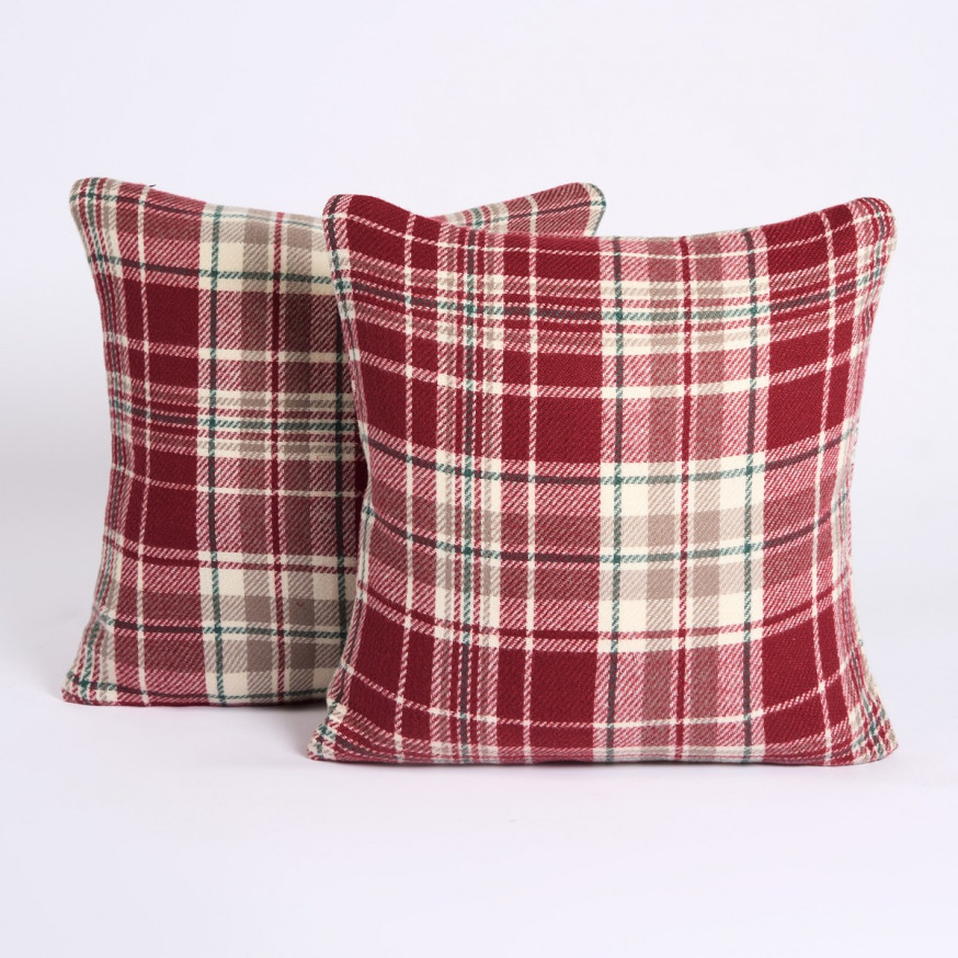 OHS Woven Check Cushion Covers - Dorset Red