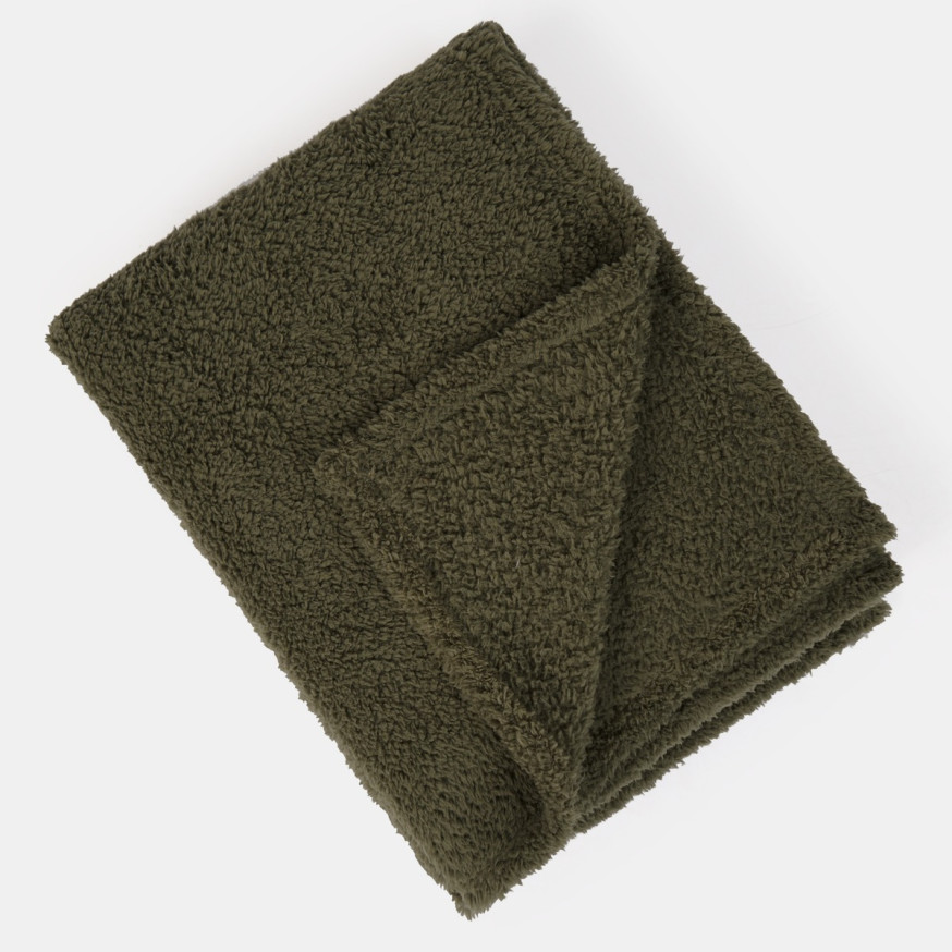 OHS Teddy Fleece Throw - Woodland Green