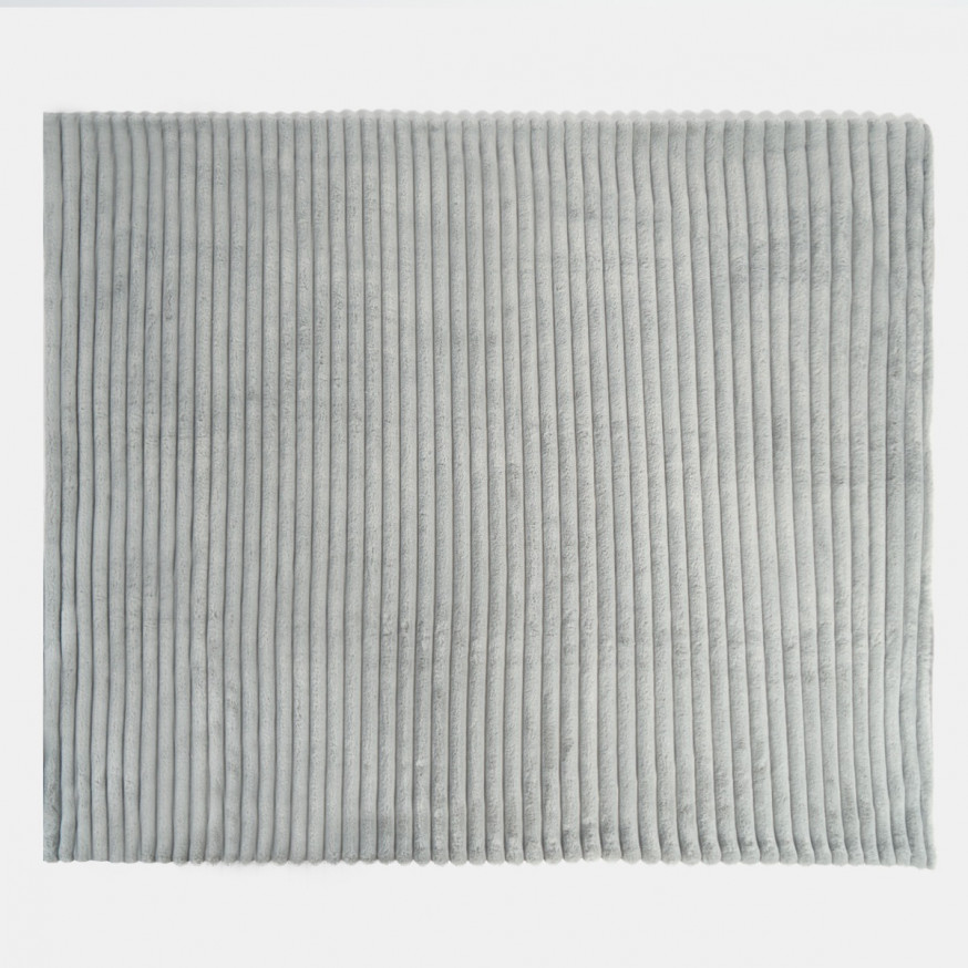 OHS Faux Fur Thick Ribbed Throw - Grey