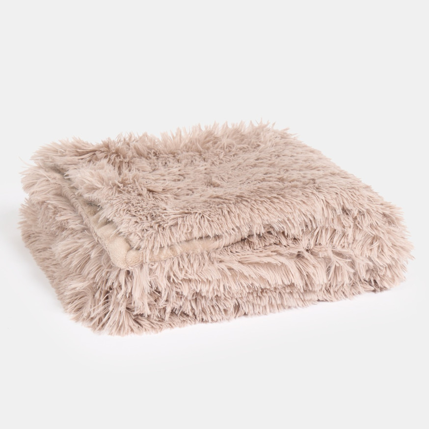 OHS Fluffy Fleece Throw, Natural - 150 x 200cm