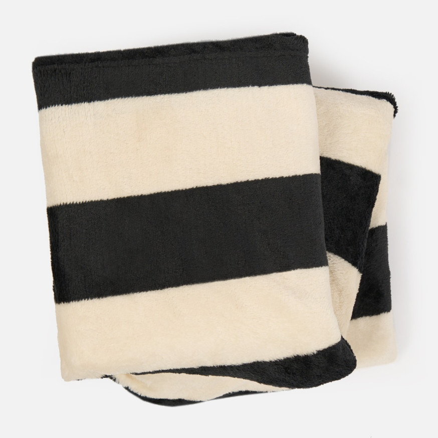 OHS Stripe Print Ultra Soft Throw - Monochrome