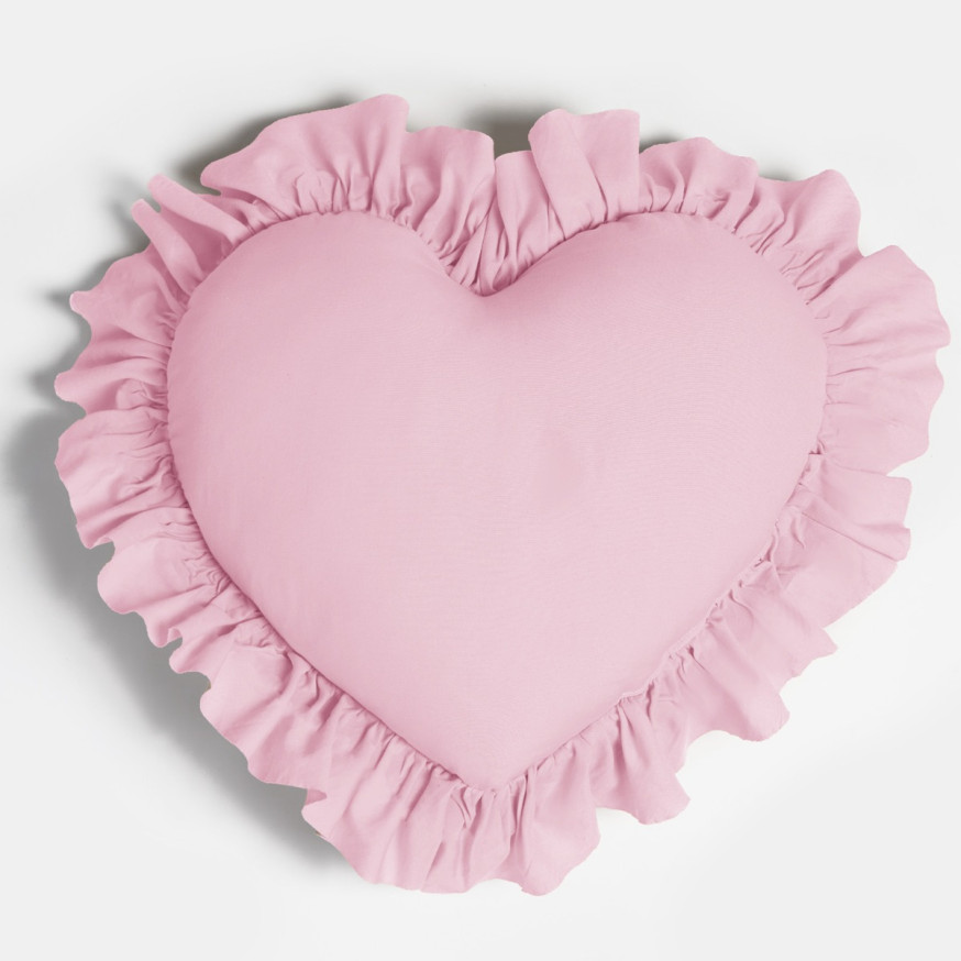 OHS Frill Heart Shaped Scatter Cushion - Pink