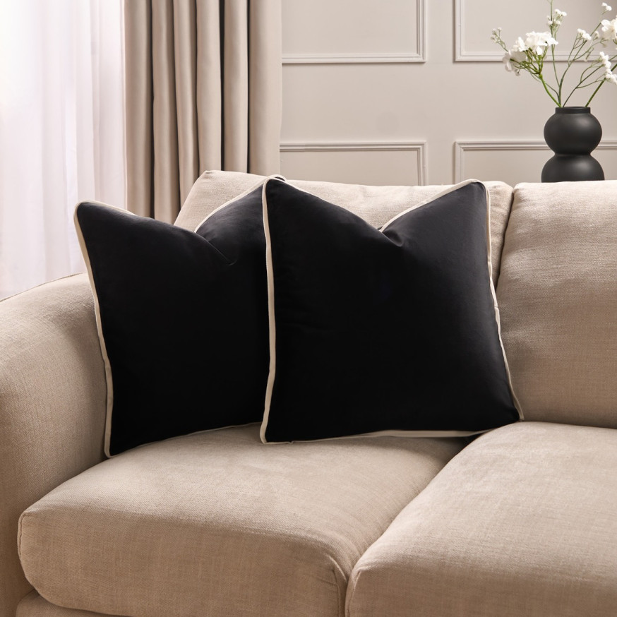 OHS Matte Velvet Piped Edge Cushion Covers - Monochrome