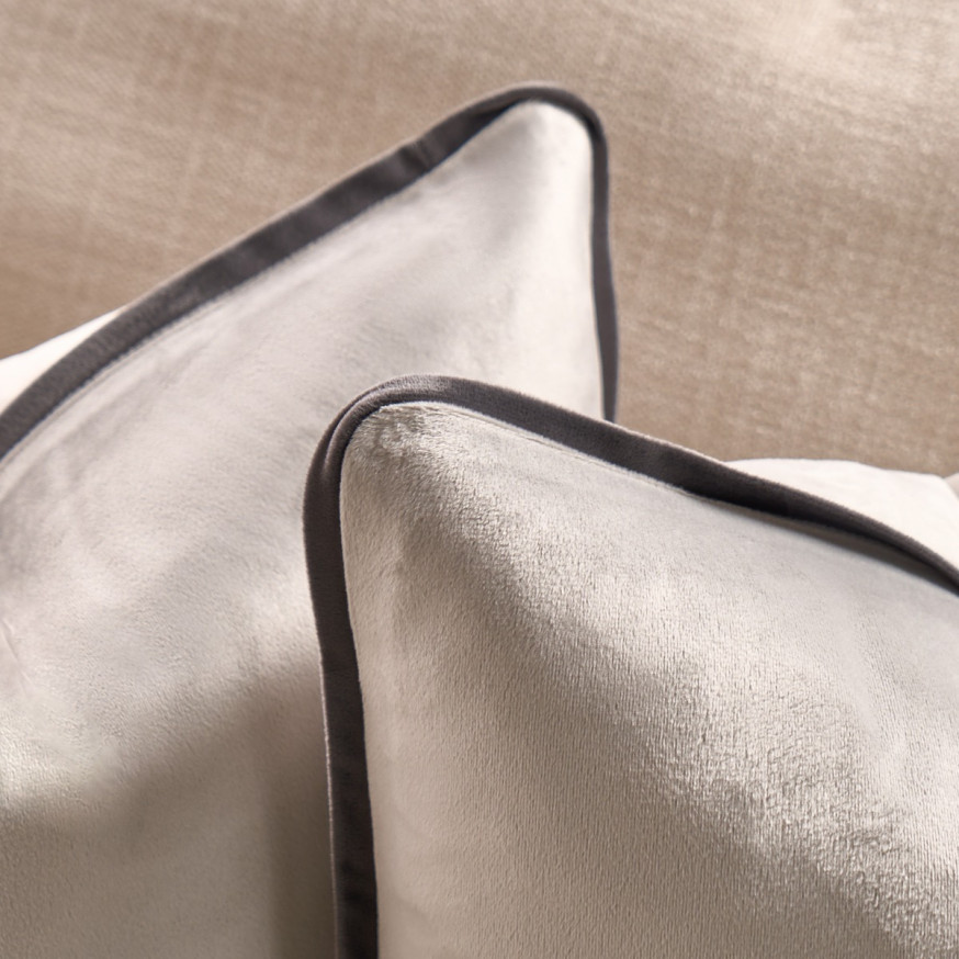 OHS Matte Velvet Piped Edge Cushion Covers - Grey