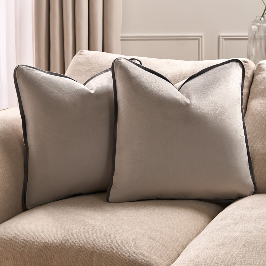 OHS Matte Velvet Piped Edge Cushion Covers - Grey